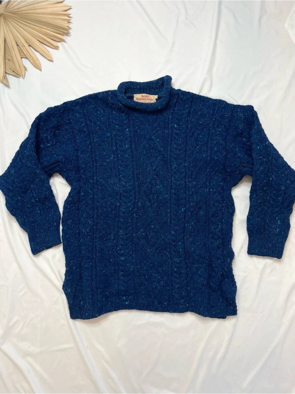 Vintage | Sweaters | Vintage Irish Homecraft 0 Wool Blue Rollneck Cable ...